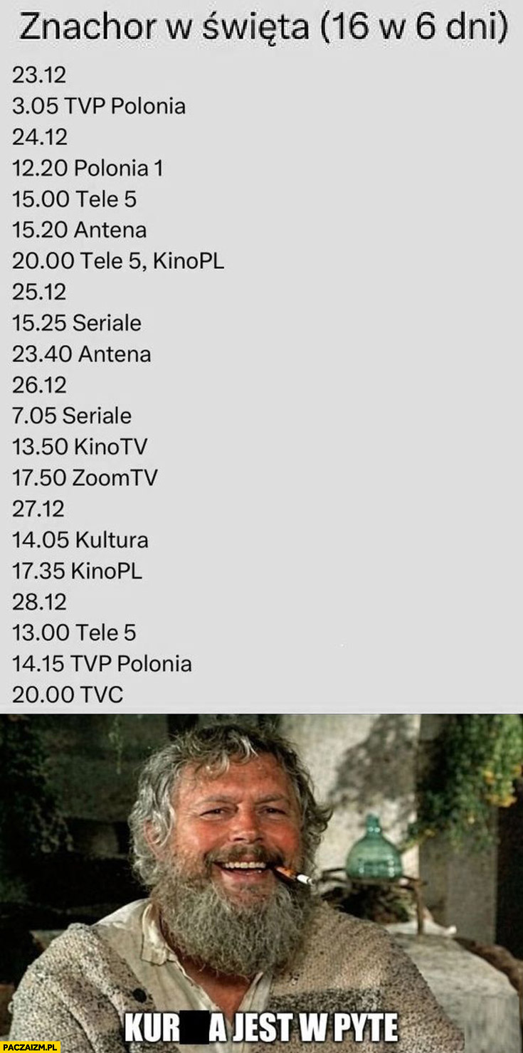 Znachor w święta 16 razy w 6 dni jest w pytę - Paczaizm.pl